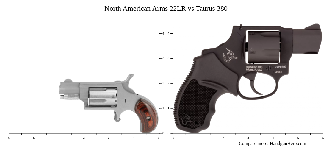North American Arms 22LR vs Taurus 380 size comparison | Handgun Hero