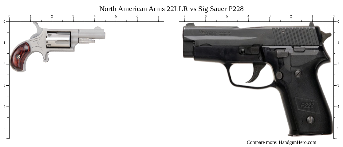 North American Arms 22LLR vs Sig Sauer P228 size comparison | Handgun Hero