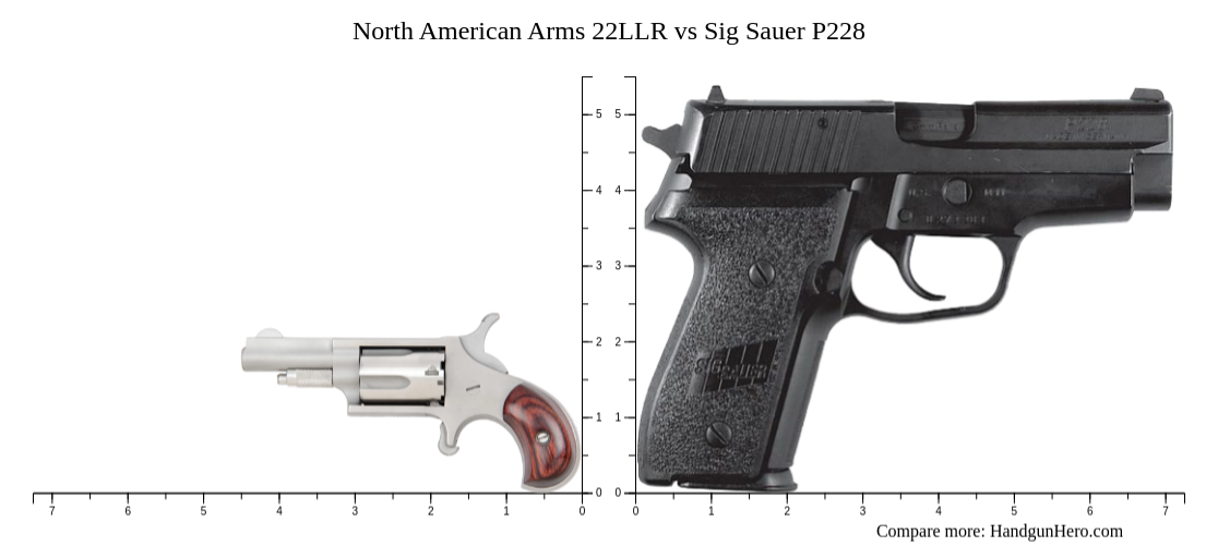 North American Arms 22LLR vs Sig Sauer P228 size comparison | Handgun Hero