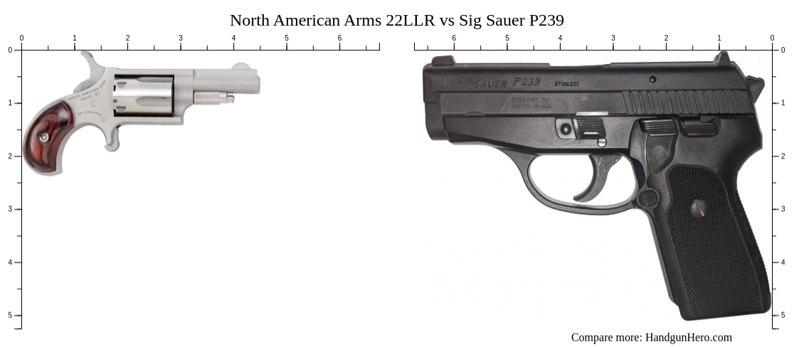 North American Arms 22LLR vs Sig Sauer P239 size comparison | Handgun Hero