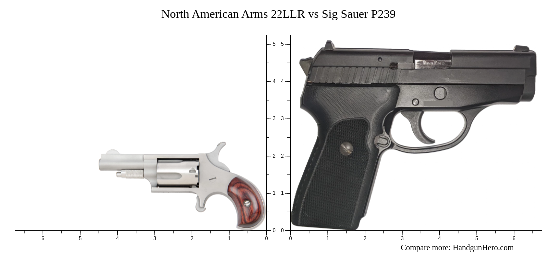 North American Arms 22LLR vs Sig Sauer P239 size comparison | Handgun Hero