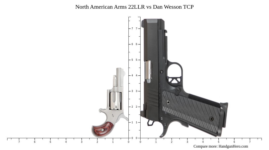 North American Arms 22LLR vs Dan Wesson TCP size comparison | Handgun Hero