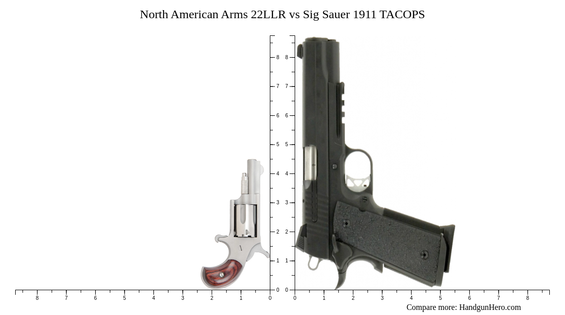 North American Arms 22LLR vs Sig Sauer 1911 TACOPS size comparison ...