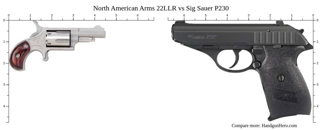 North American Arms 22LLR vs Sig Sauer P230 size comparison | Handgun Hero