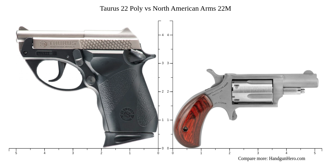 Taurus 22 Poly vs North American Arms 22M size comparison | Handgun Hero