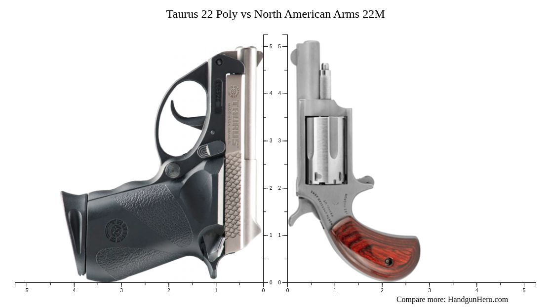 Taurus 22 Poly vs North American Arms 22M size comparison | Handgun Hero