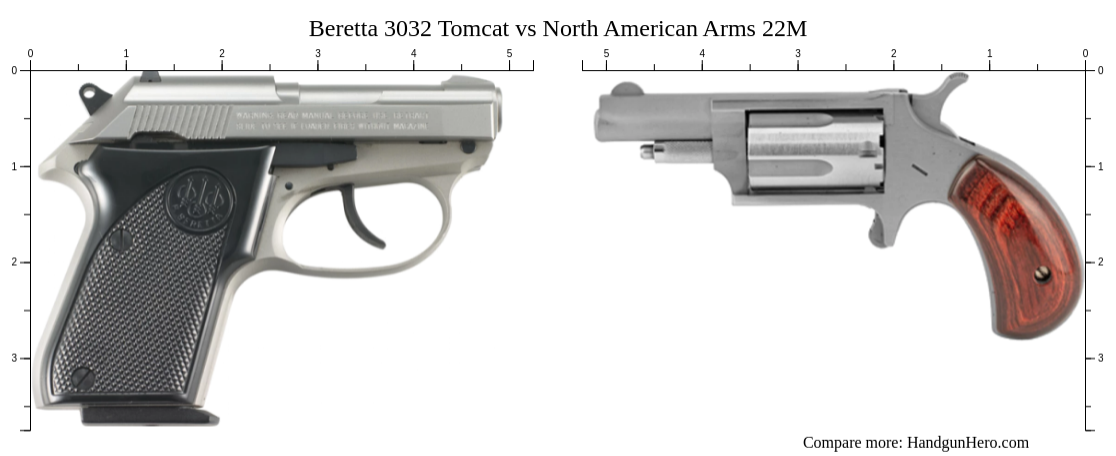 Beretta 3032 Tomcat vs North American Arms 22M size comparison ...