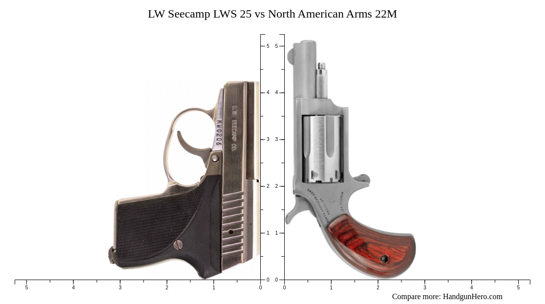 LW Seecamp LWS 25 vs North American Arms 22M size comparison | Handgun Hero