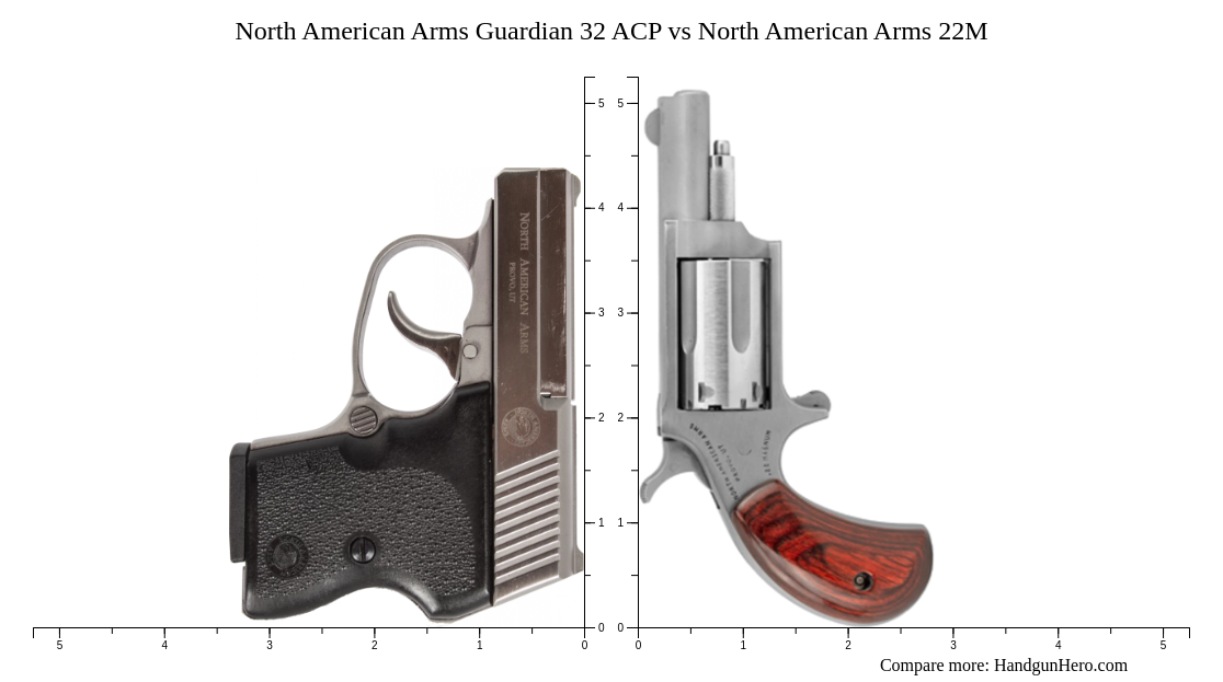 North American Arms Guardian 32 ACP vs North American Arms 22M size ...
