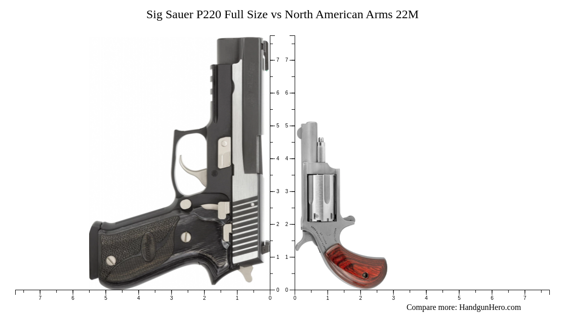 Sig Sauer P220 Full Size vs North American Arms 22M size comparison ...