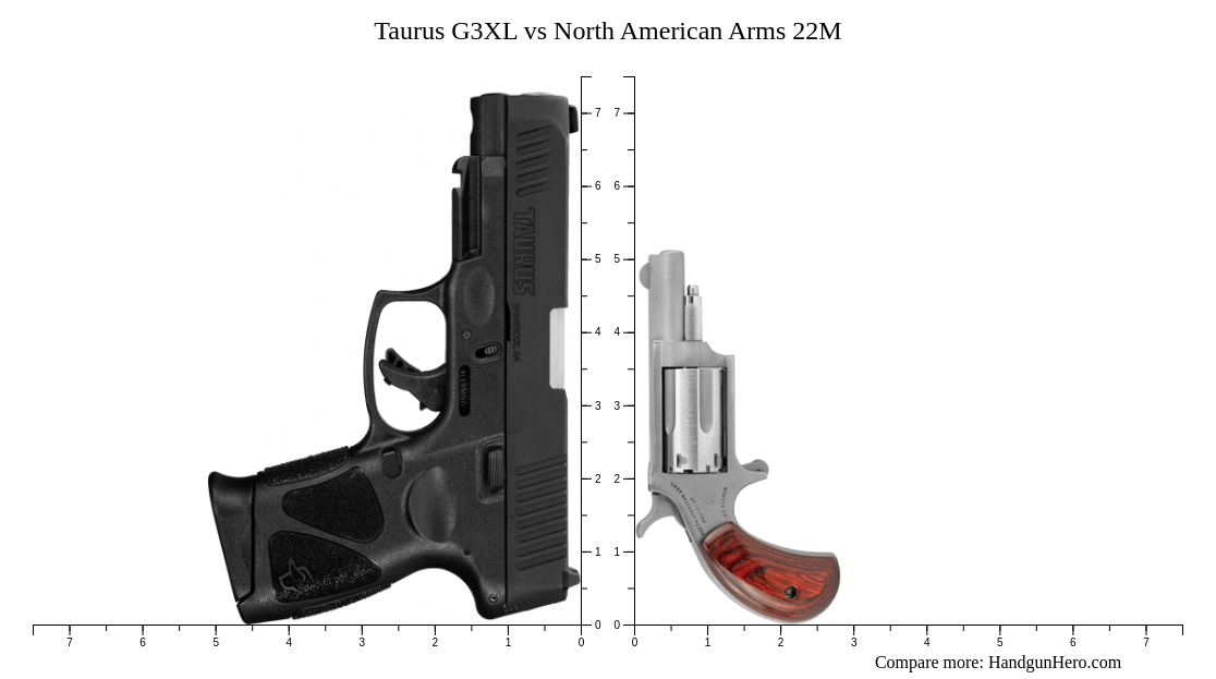 Taurus G3XL vs North American Arms 22M size comparison | Handgun Hero