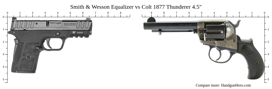Smith & Wesson Equalizer vs Colt 1877 Thunderer 4.5" size comparison ...