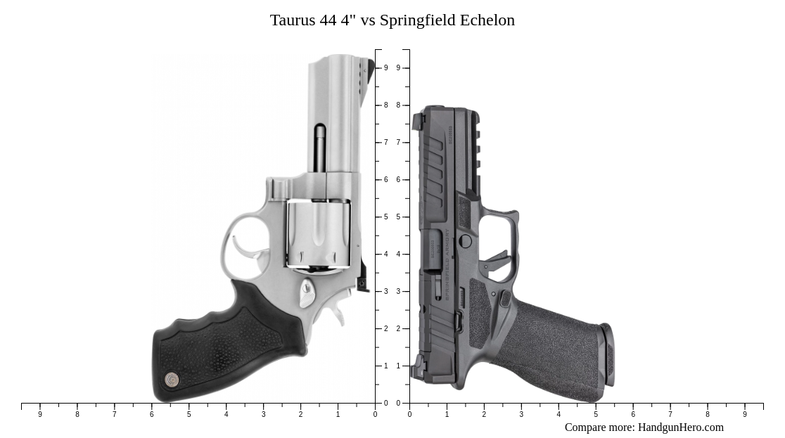 Taurus 44 4" vs Springfield Echelon size comparison | Handgun Hero